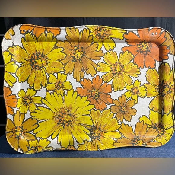 Lavada | Dining | Vintage Lavada Metal Sunflower Tv Tray Folding Legs ...